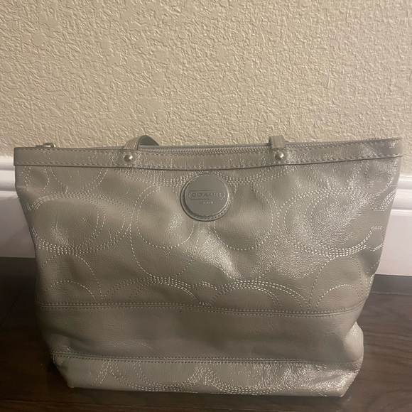 Coach | Bags | Coach Grey Leather Tote Bag | Poshmark